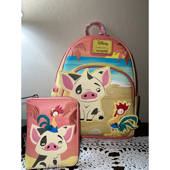 Loungefly | Bags | Loungefly Disney Moana Pua Hei Hei Sunset Mini Backpack Wallet Set | Poshmark